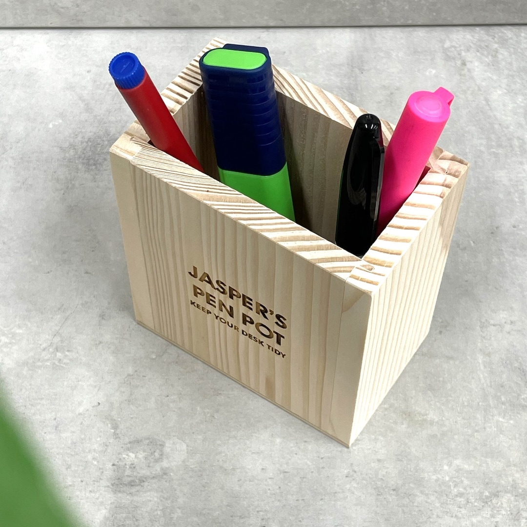 Personalised Wooden Desk Tidy | Personalized Wooden Pencil Pot | Gifts ...