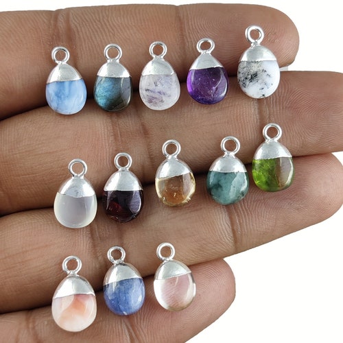 Silver Cap Semi Precious Gemstone Little Spike Charms Pendant - Etsy