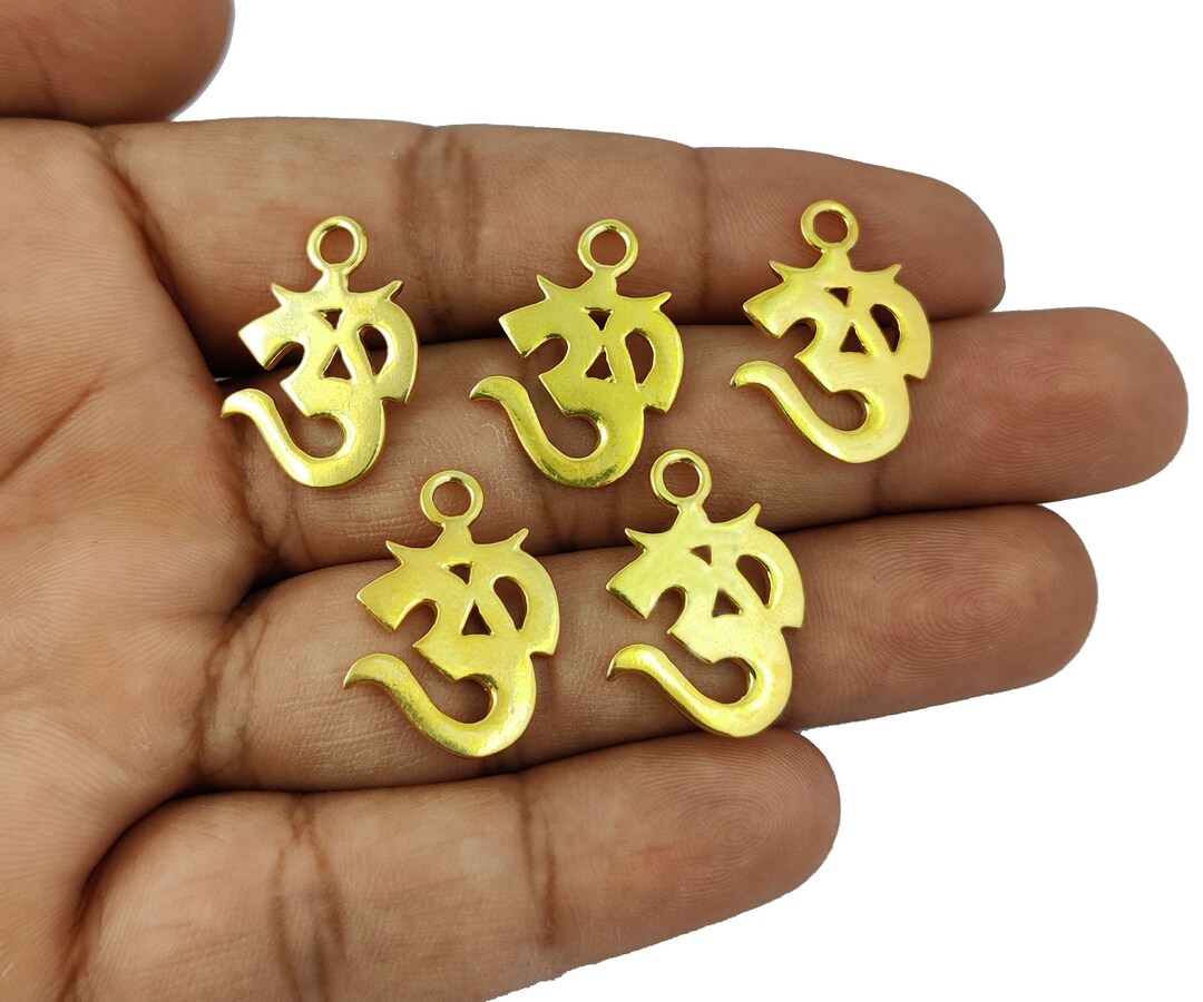 2 Piece Set of Gold Plated Symbol of Om Charms, Making for Jewelry ...