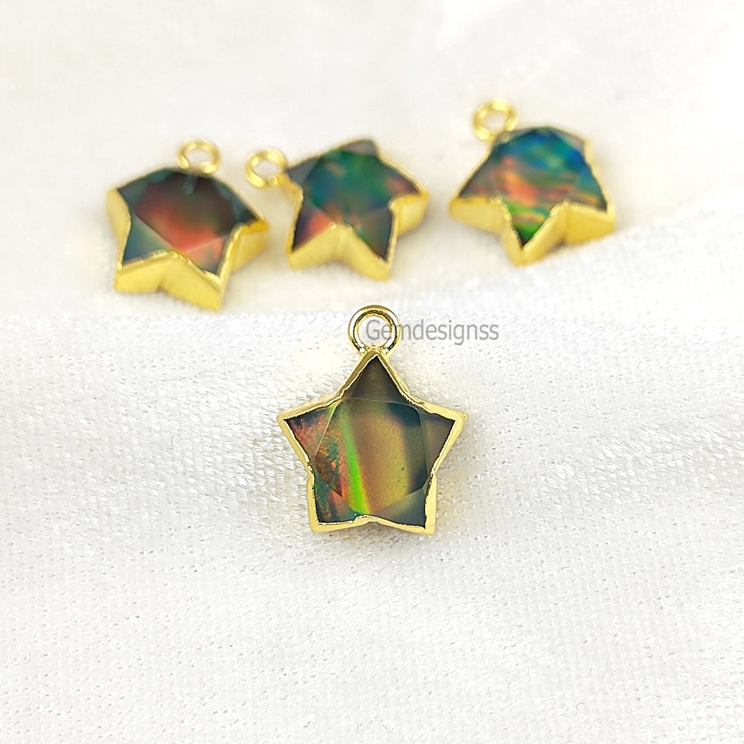 Opal Star Shape Pendant Star Charm Necklace Gold Electroplated Pendant ...