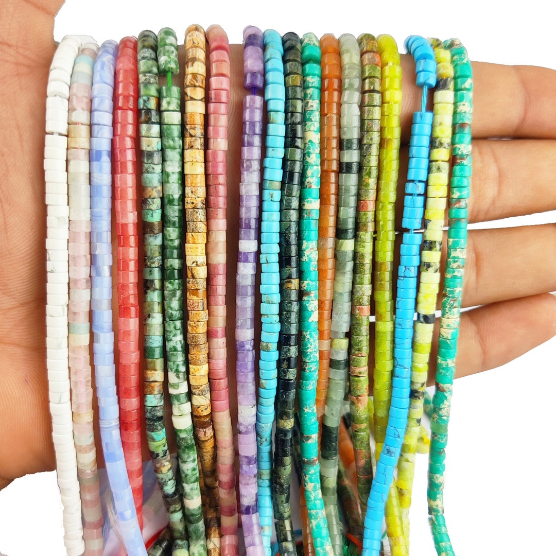 Heishi Tube Shape Gemstone Beads, 4x2mm Natural Bead 12 Inch Strands ...