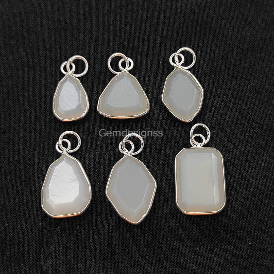 Natural White Moonstone Pendant-mix Shape Pendant Lot-925 Silver Bezel ...