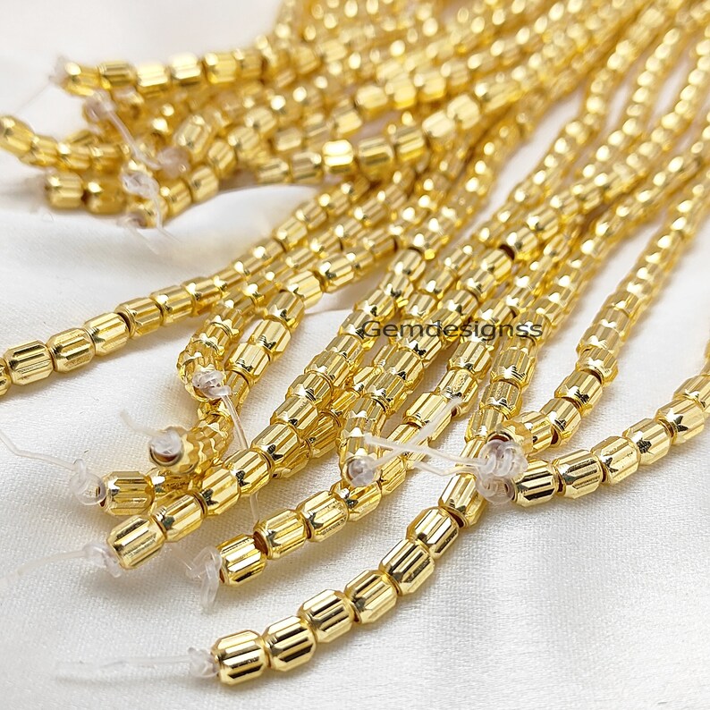 Gold Plated Mini Tube Beads - Brass Spacer Nuggets - Bracelet Making ...