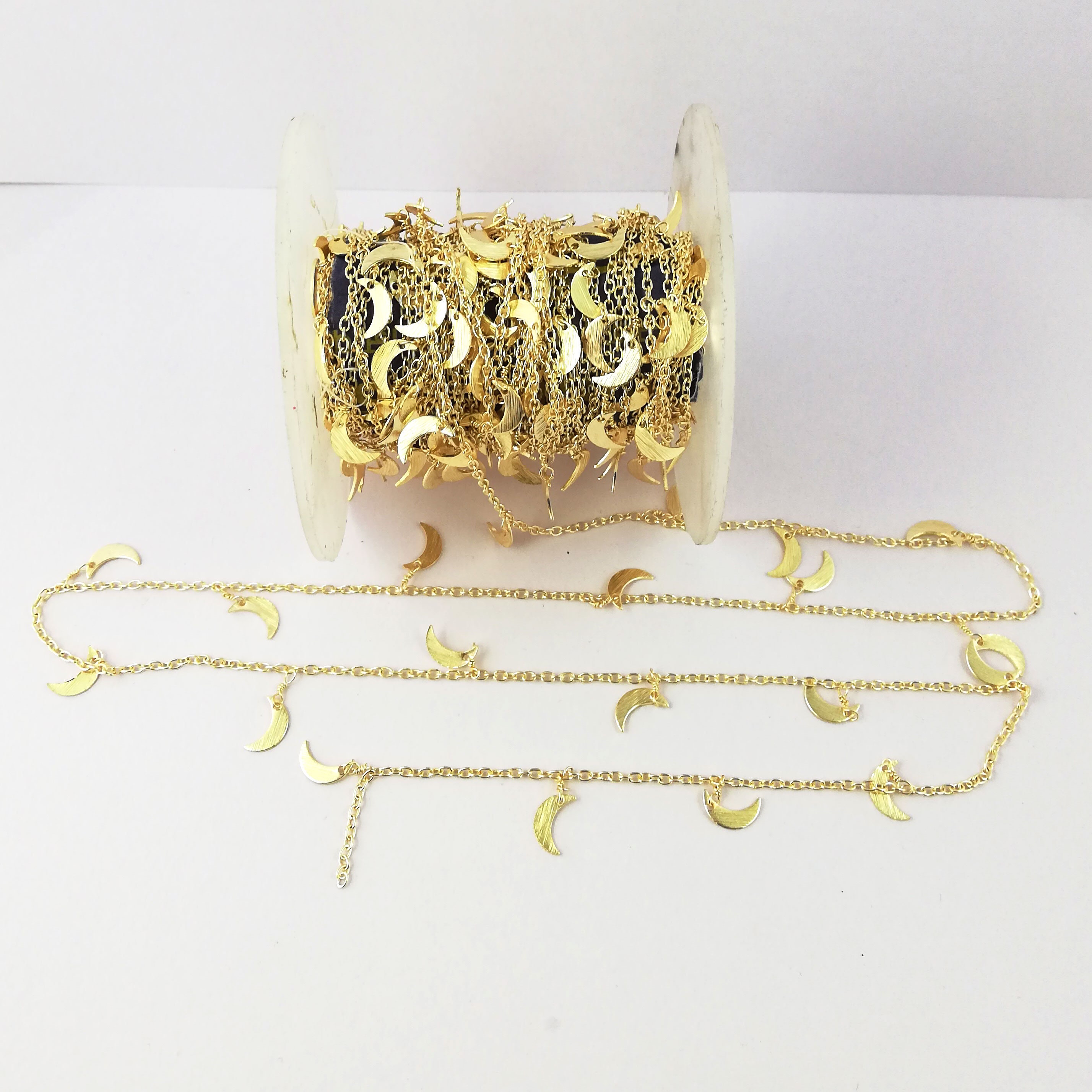 Gold Plated Half Moon Design Chain Necklace Jewelry Earring | Etsy