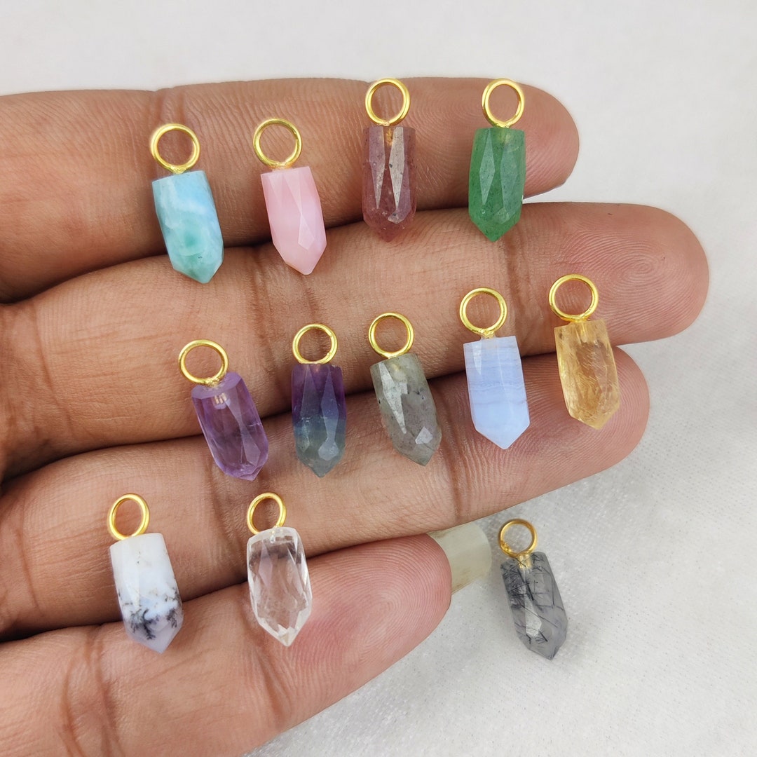 Fine Quality Natural Little Spikes Gemstone Charms, 925 Silver Gold ...