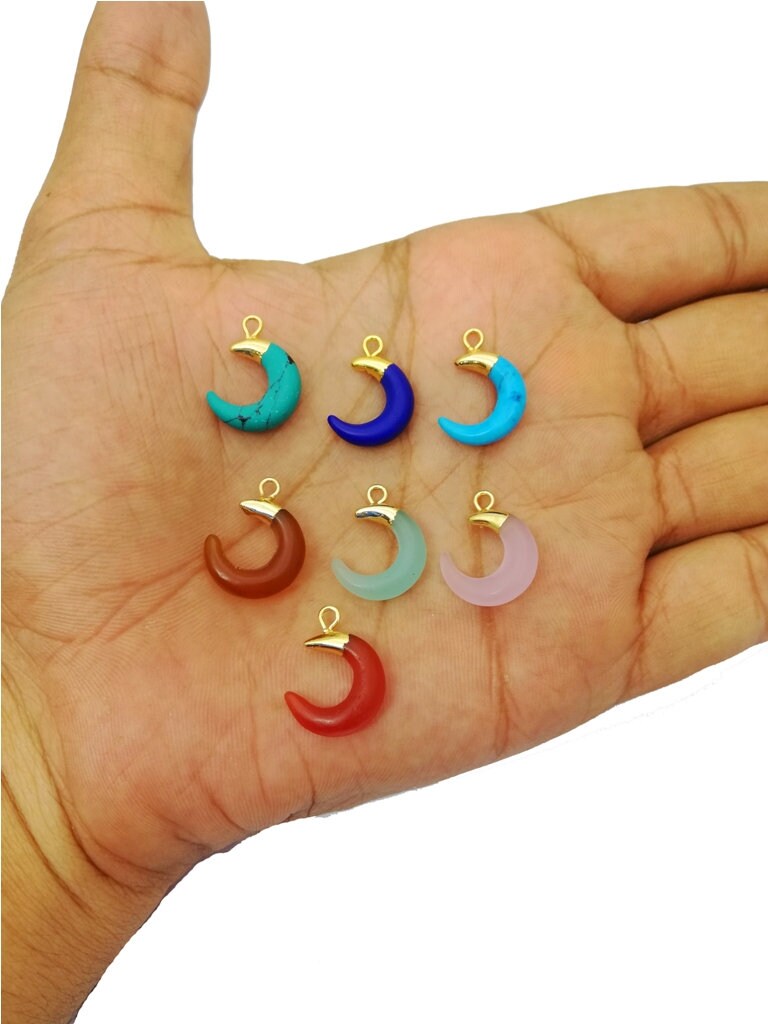 Newly Arrived Gemstone Gold Cap Crescent Half Moon Charms Pendant ...