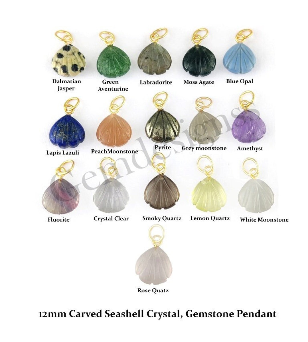 Natural Gemstone Seashell Carved Pendant, Conch Shell Carving Charm ...