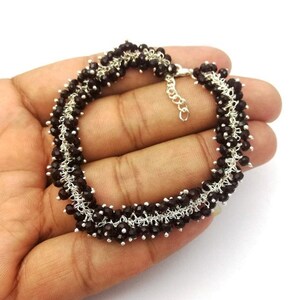 Red Quartz Cluster Chain Bracelet Silver Plated Gemstone | Etsy