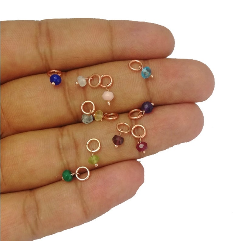 Tiny Gemstone Rose Gold Plated Wire Wrapped Birthstone Charms, Earring ...