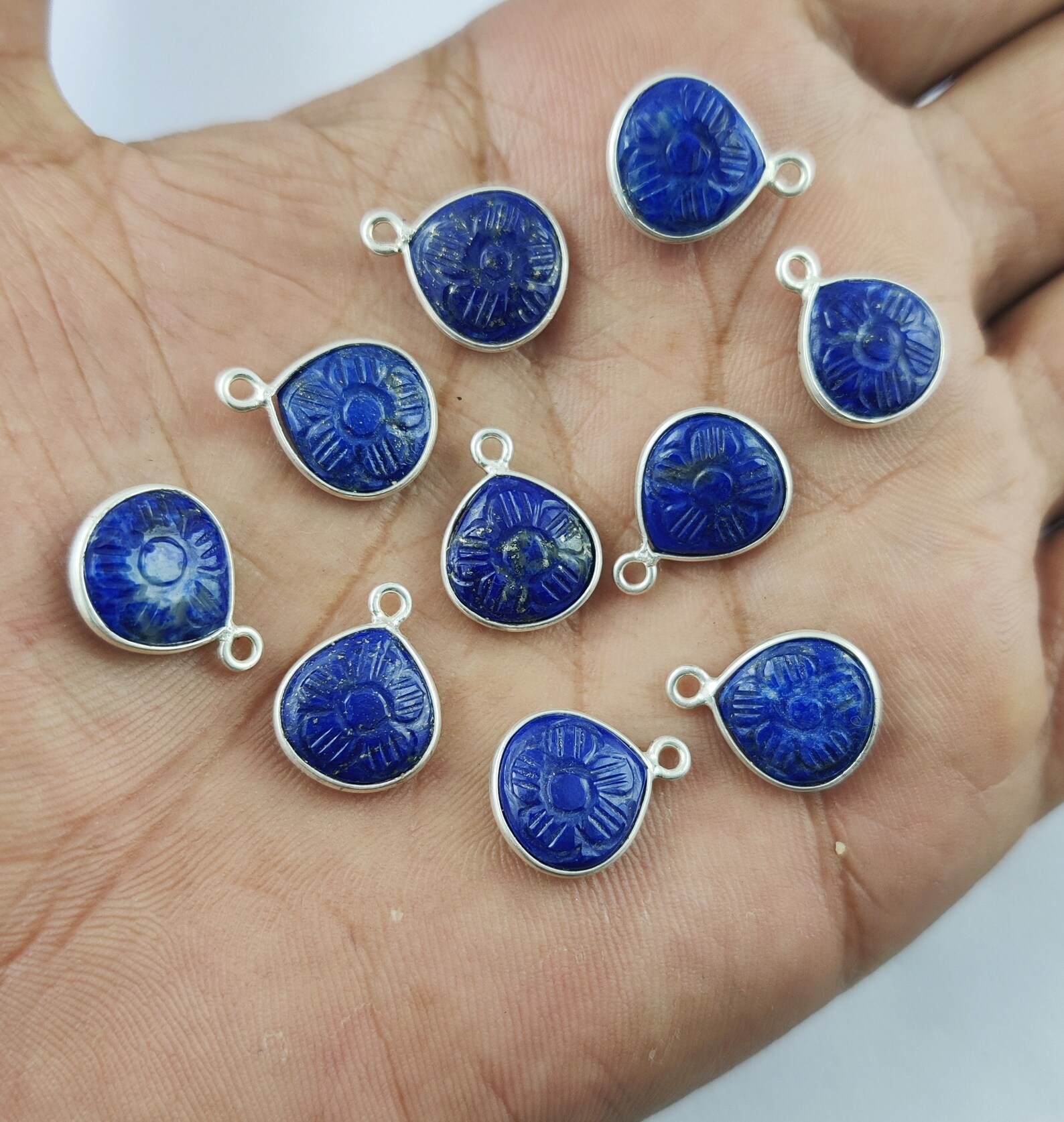 Lapis Lazuli Carving Gemstone Pendant Blue Lapis 12mm Pear | Etsy