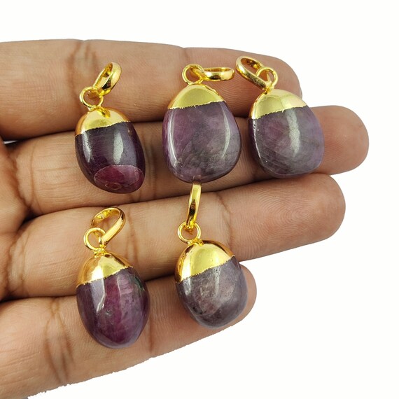 Ruby Gemstone Smooth Tumble Pendant Ruby July Birthstone | Etsy