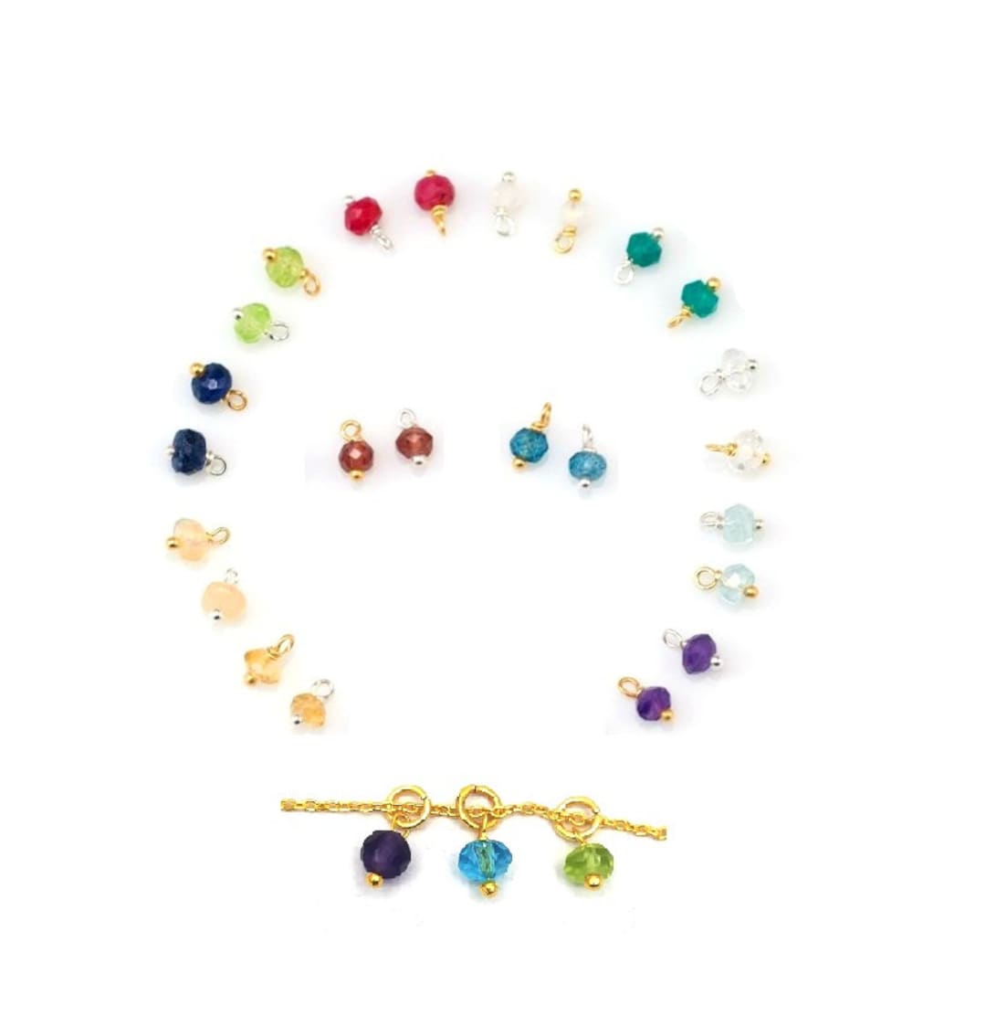 Tiny Gemstone Charm, Wire Wrapped Birthstone Charms, Earring Charms ...