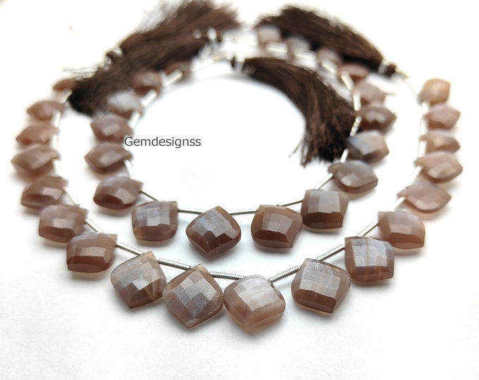 Chocolate Moonstone Faceted Leaf Shape Beads Briolette - Loose Gemstone ...