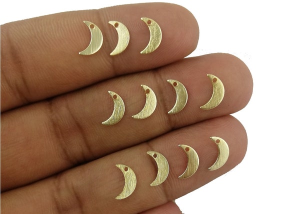 20 Piece Set of Brushed Gold Plated Tiny Half Moon Charms | Etsy