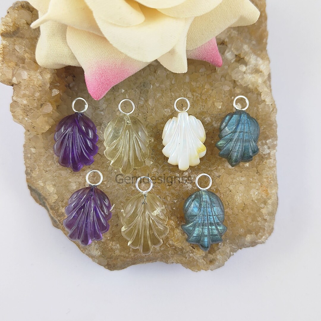 Leaf Carving Gemstone Pendant - Healling Crystal Leaf Pendant - 925 ...
