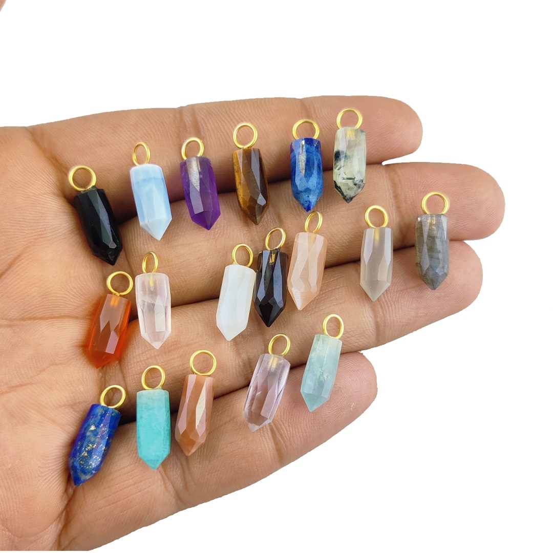 Fine Quality Natural Little Spikes Gemstone Charms, 925 Silver Gold ...