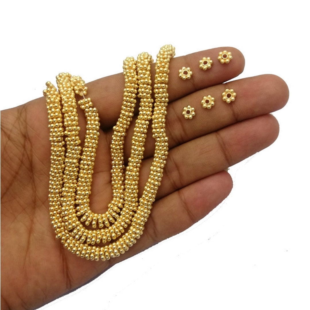 Gold Plated Fancy Flower Bead Spacer, Daisy Spacer Beads, Handmade ...