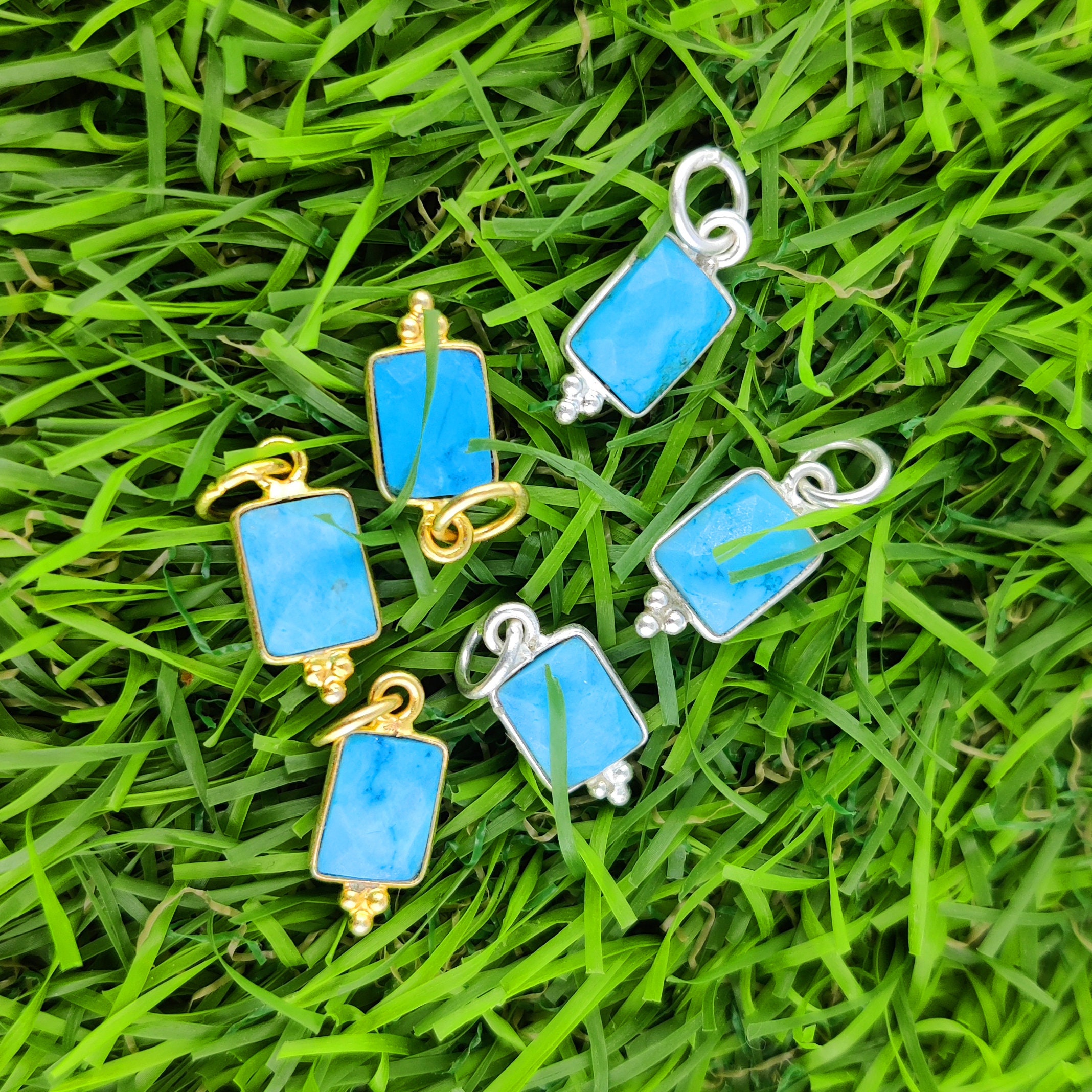 Gemstone Rectangle Shape Pendant Birthstone Fancy Bezel | Etsy