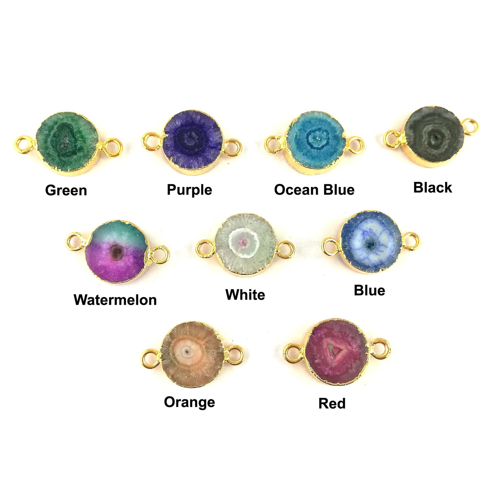 Blue Solar Quartz Gold Electroplated Connector Charms 13-14mm | Etsy