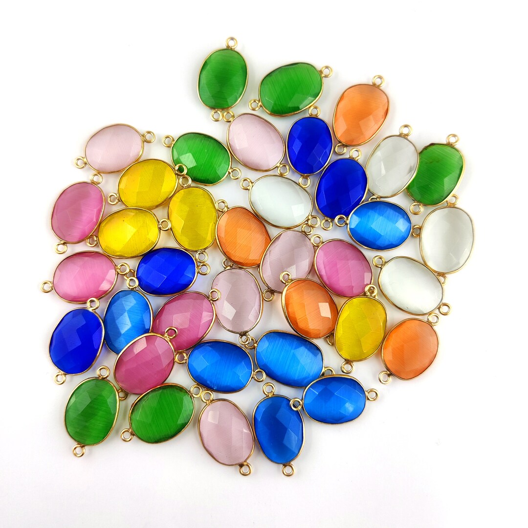 Amazing Monalisa Gemstone Bezel Connector 2 Loop Gold Plated Gemstone ...