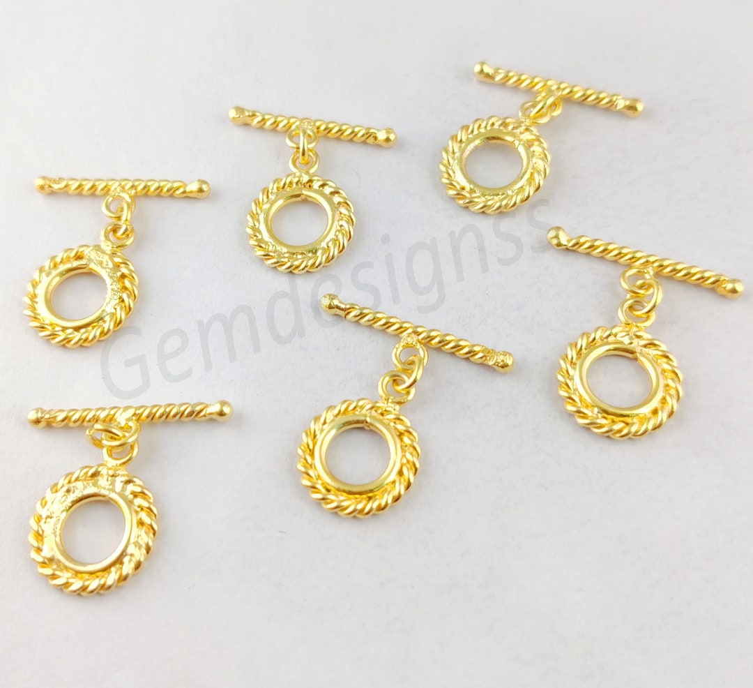 2 Piece Set of Gold and Silver Plated Twisted Toggle Clasps, Jewelry ...