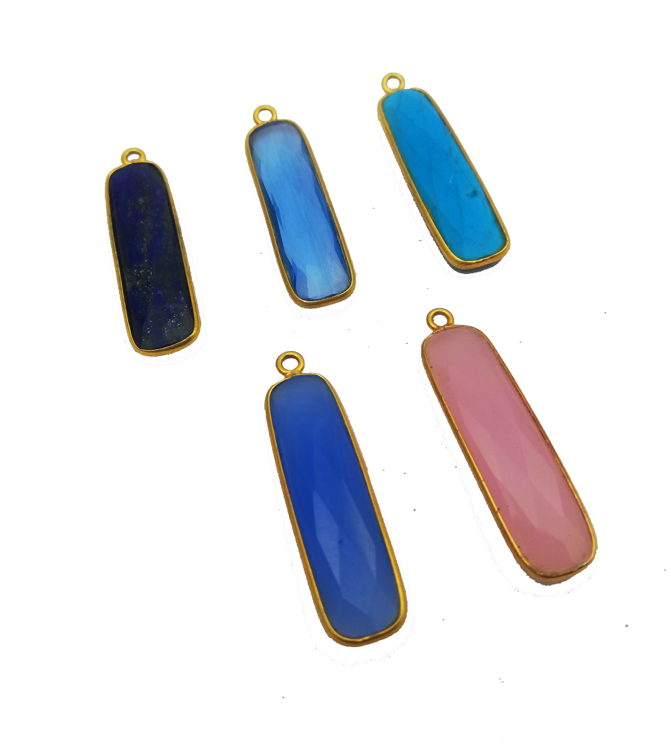 Gemstone Rectangle Shape Gold Vermail Bezel Pendant Selling | Etsy