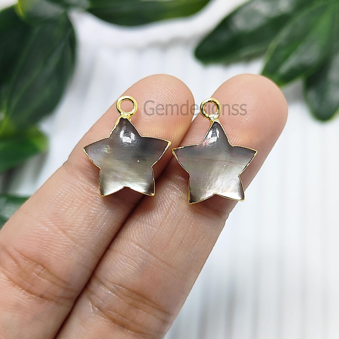 Mother of Pearl Star Charm - Gold Electroplated Star Pearl Pendant ...