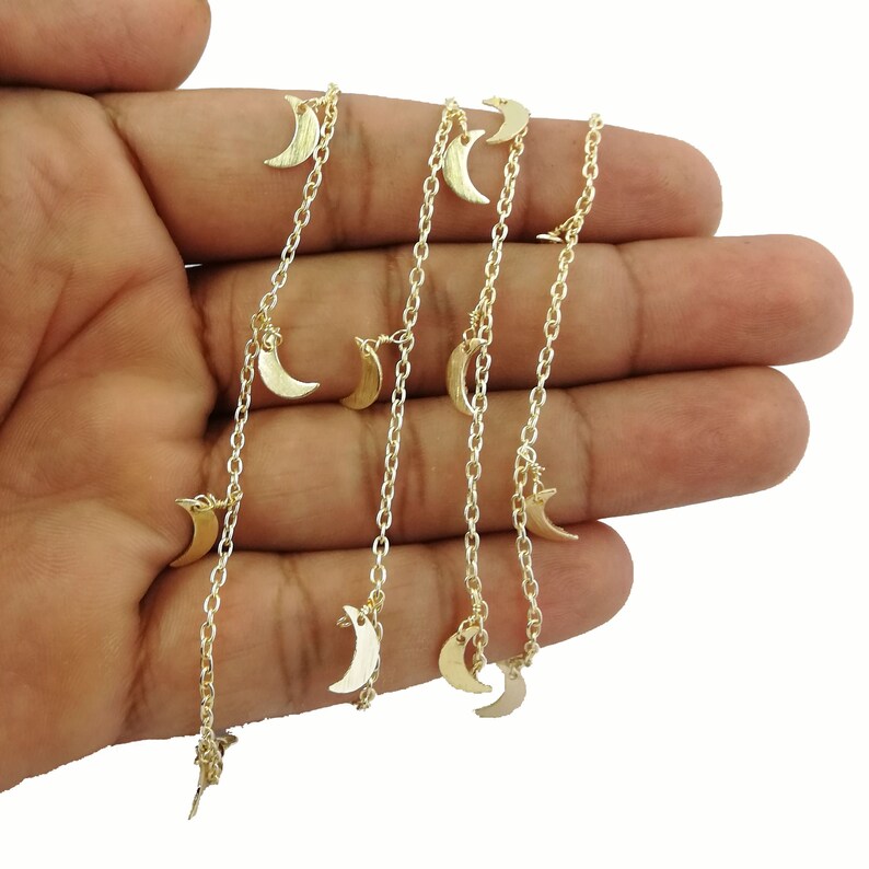 Gold Plated Half Moon Design Chain Necklace Jewelry Earring | Etsy