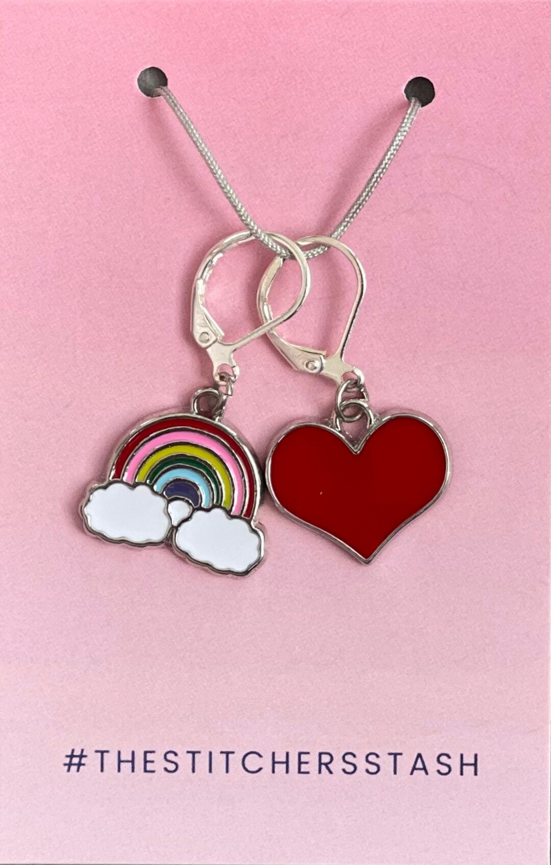Heart & Rainbow Enamel Stitch Markers Valentines Set of 2. FREE GIFT ...