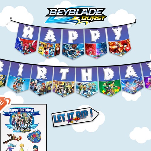 Digital Beyblade Happy Birthday Party Banner Decoration Bey - Etsy