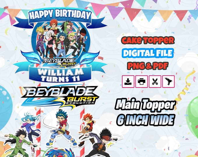 Beyblade Cake Topper Digital Printable - Full A4 Size Paper-with ...