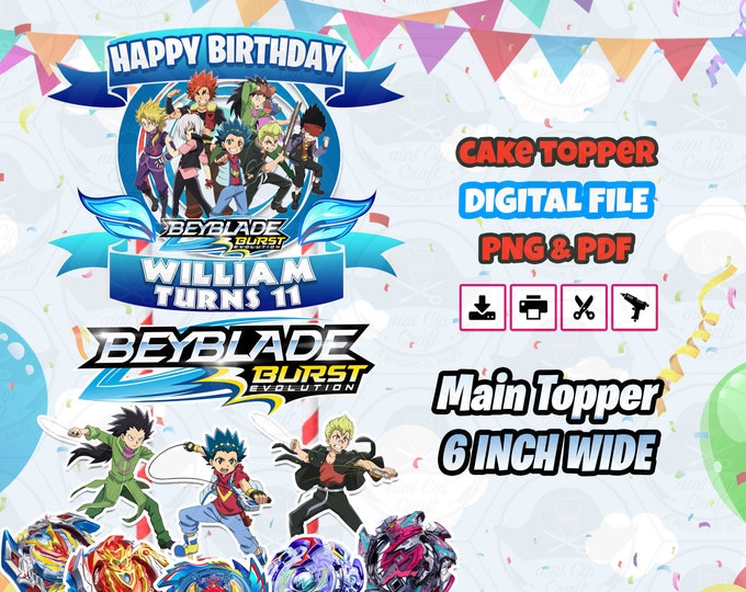Beyblade Cake Topper Digital Printable - Full A4 Size Paper-with ...