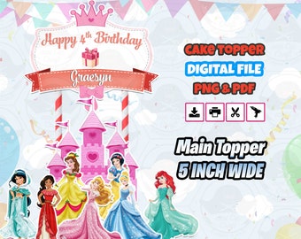 Custom Printable Cake Topper Inspired by Princess Made in a Digital ...