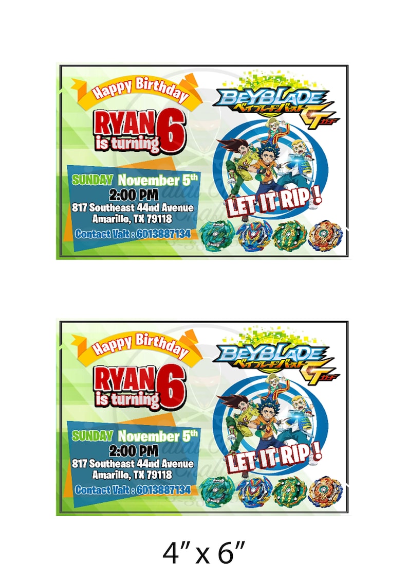 Beyblade Birthday Party Invitation Card (digital Download) - Etsy