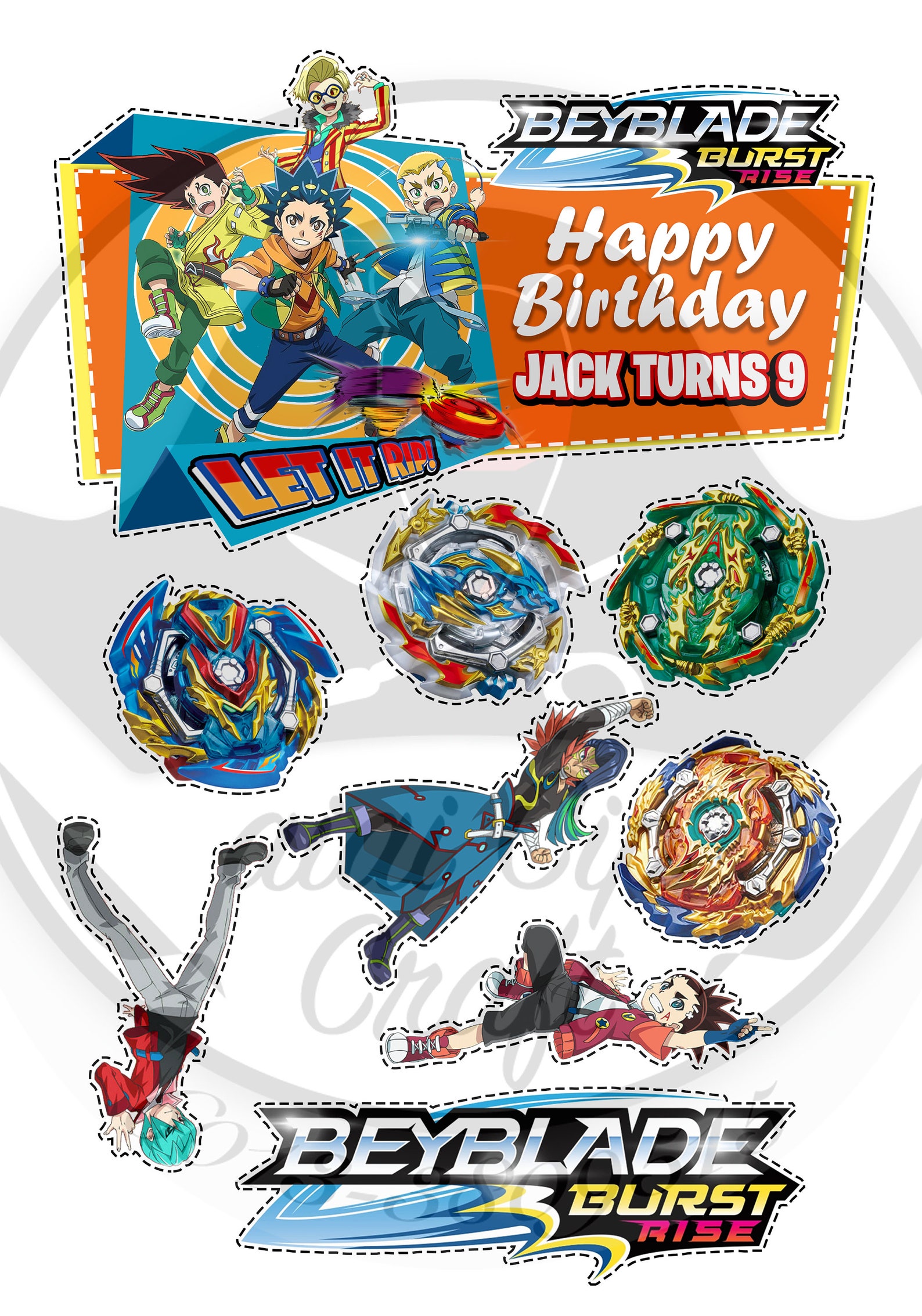 Digital Printable Files Beyblade Burst Rise Cake Topper V4 | Etsy Canada