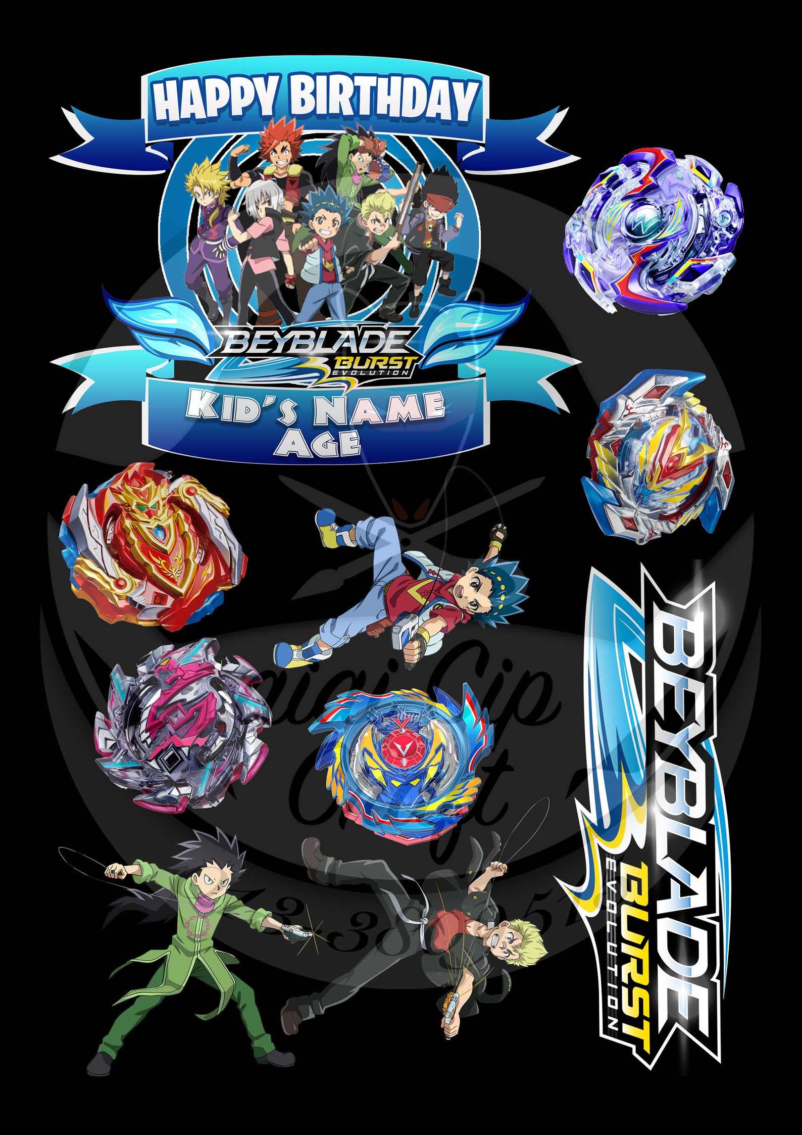 Custom Beyblade Cake Topper Template V2 - Etsy Canada