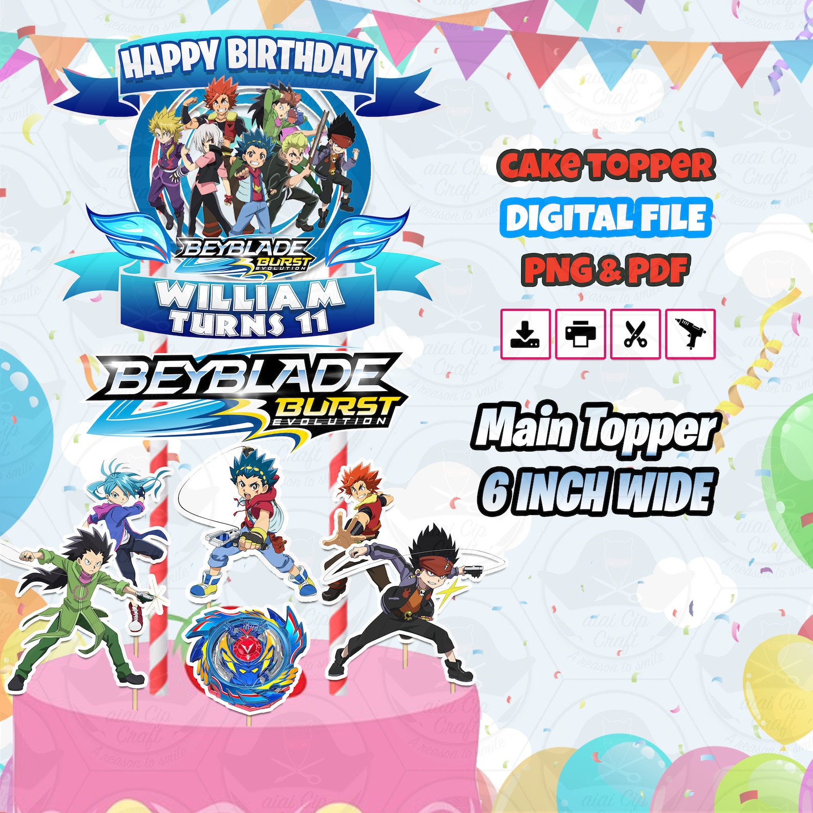 Beyblade Cake Topper Printout V1 - Etsy