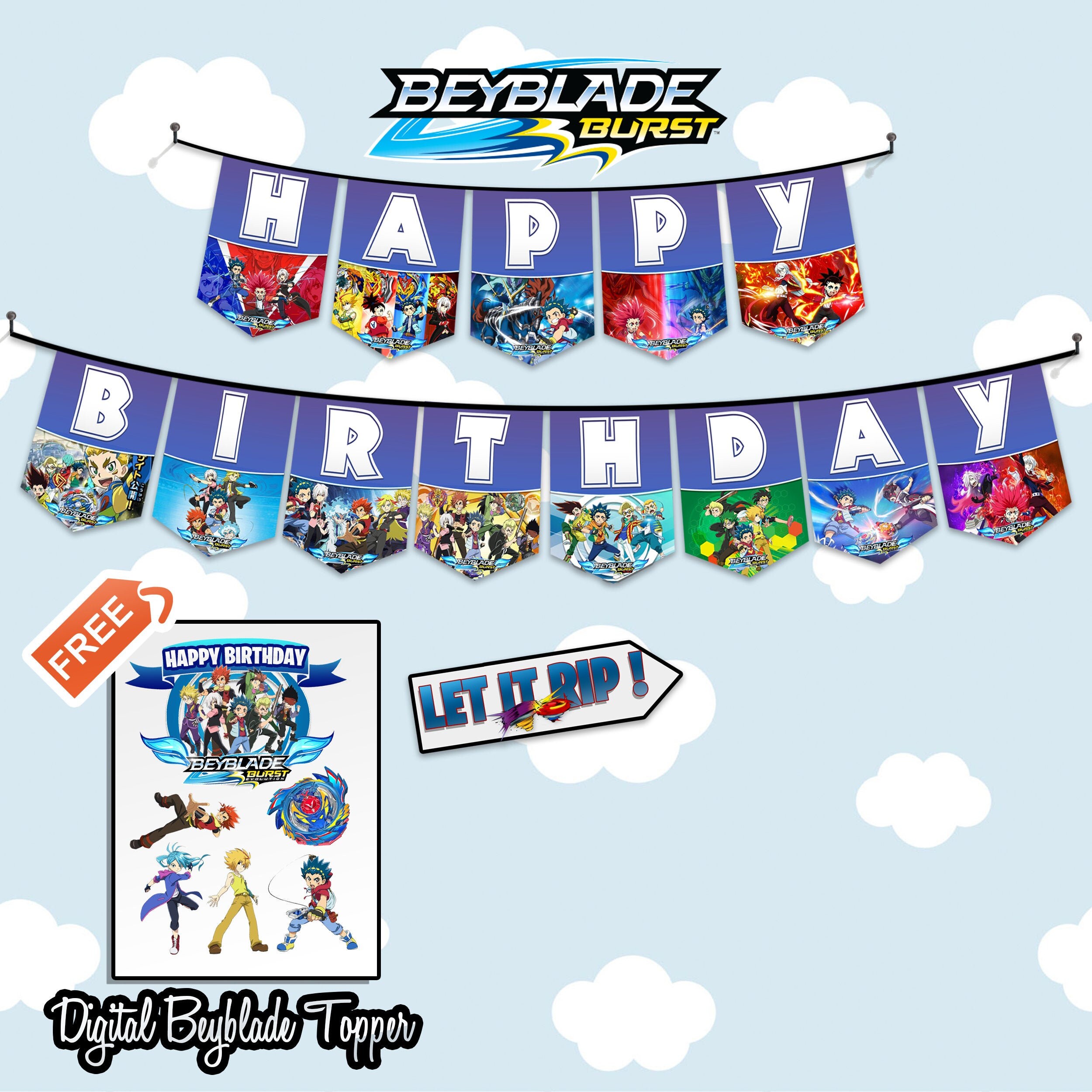Digital Beyblade Banner for Birthday Party - Etsy