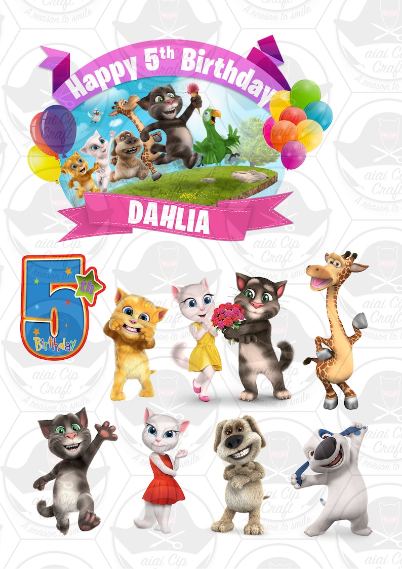 Personalised Digital Printout Talking Tom & Friends Cake - Etsy