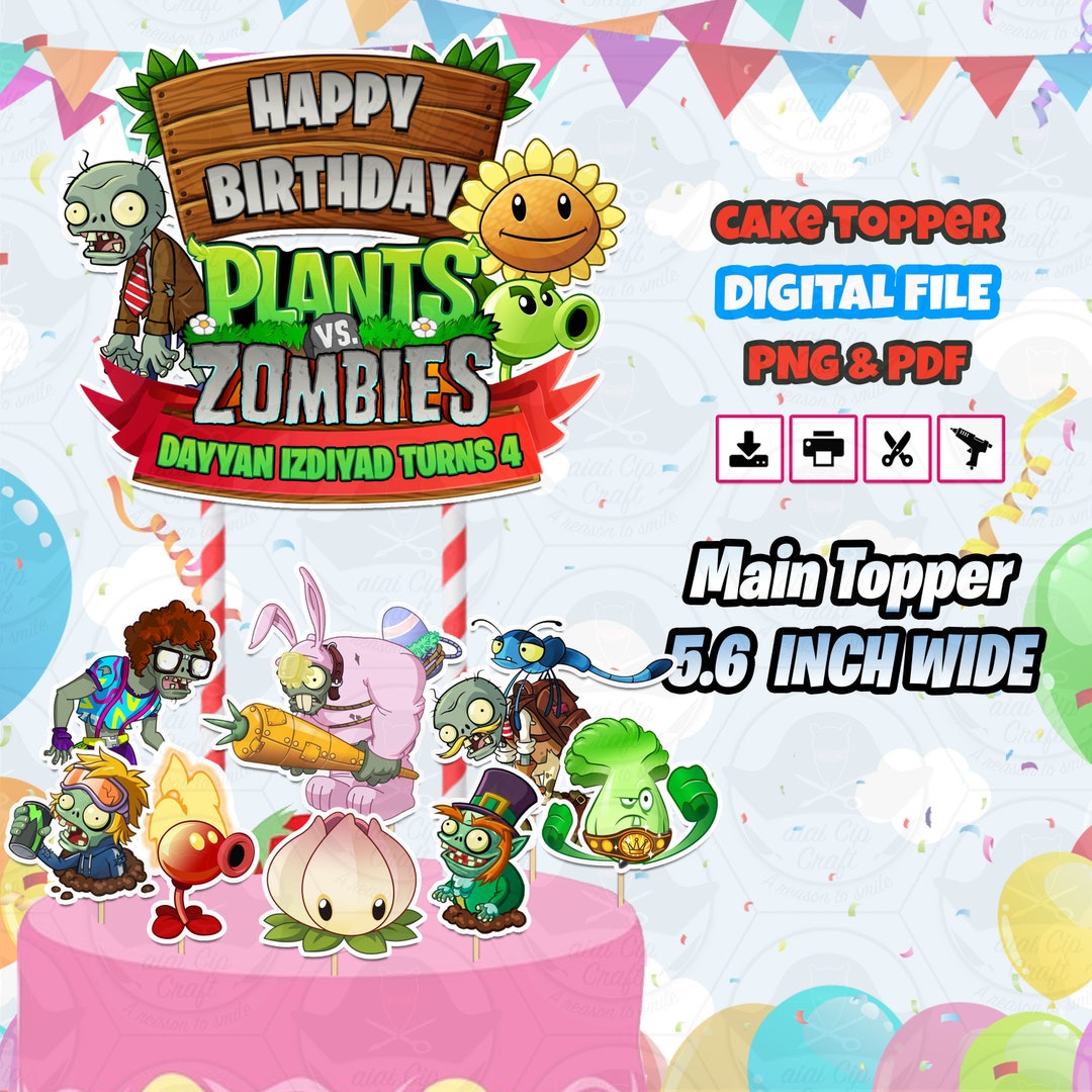 Topper de pastel de planta Zombie imprimible digital - Etsy España