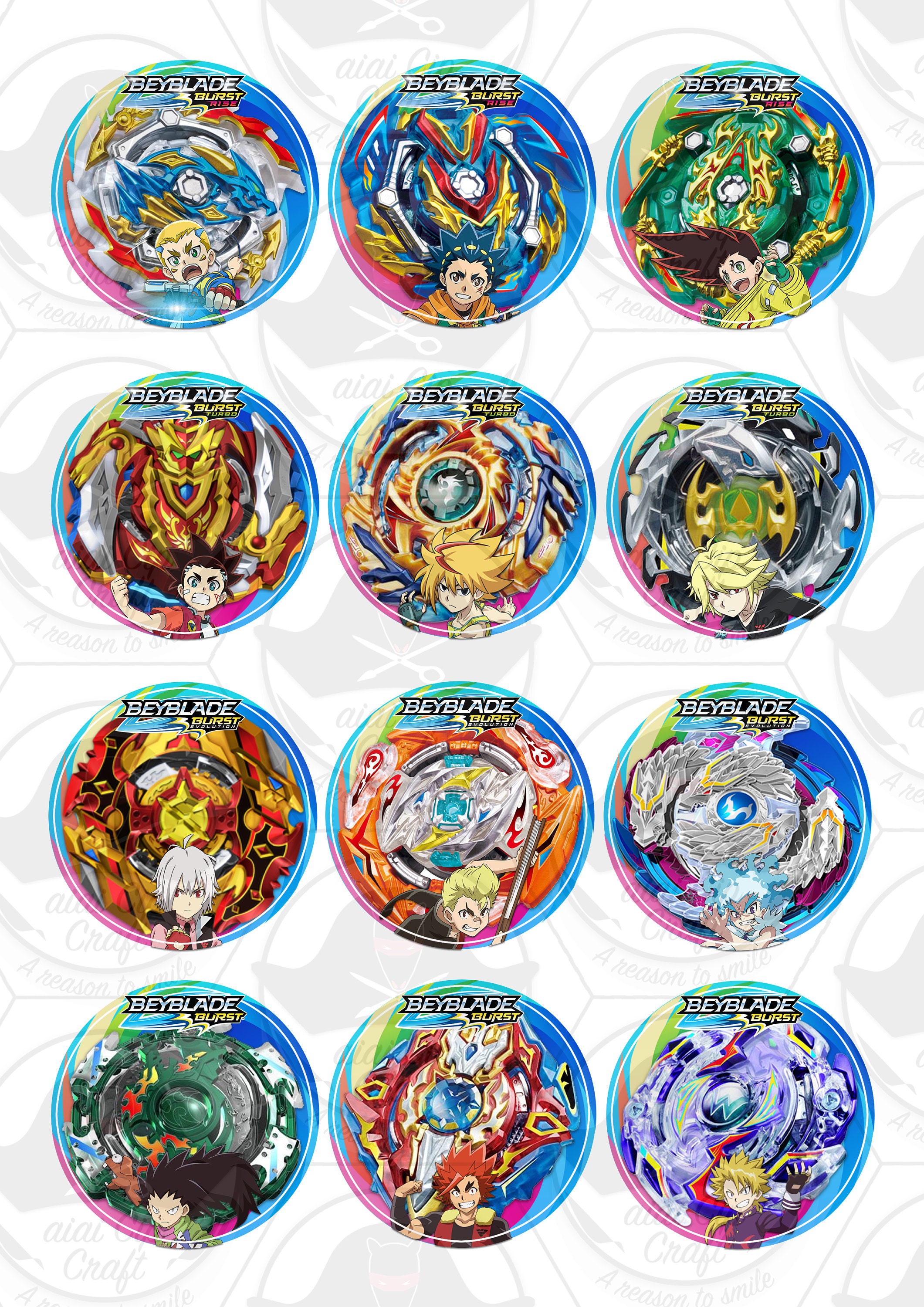 Beyblade Cupcake Topper Digital Template - Etsy