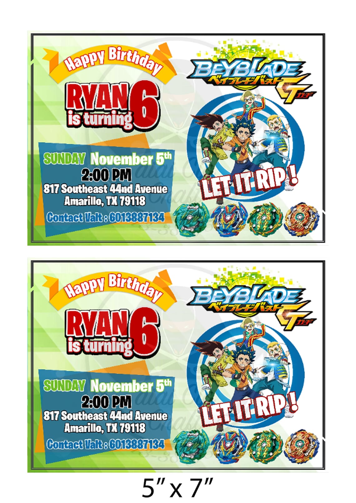 Beyblade Party Invitation Card, Beyblade Birthday Party - Etsy