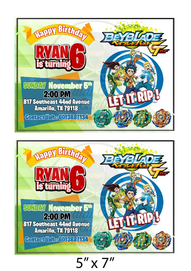 Beyblade Birthday Party Invitation Card (digital Download) - Etsy Canada