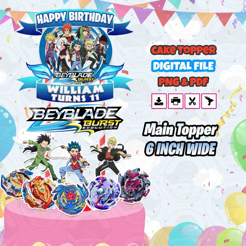 Custom Beyblade Cake Topper Template V2 - Etsy Canada