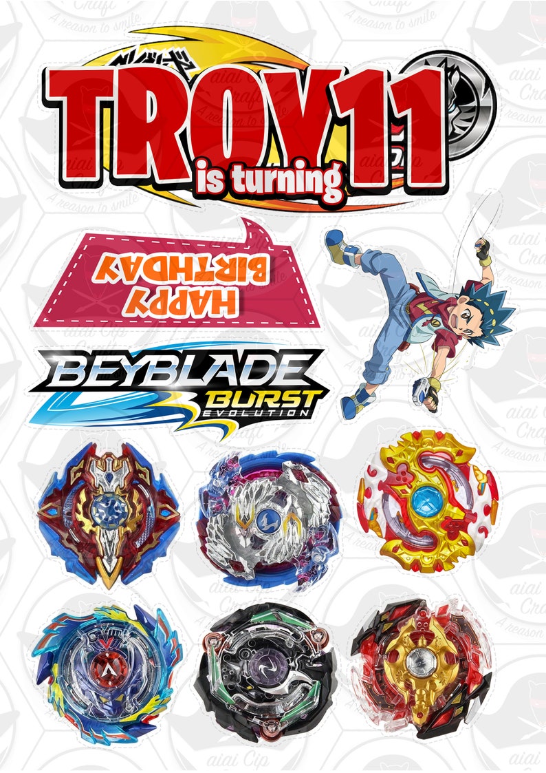 Custom Beyblade Cake Topper Printout V3 | Etsy