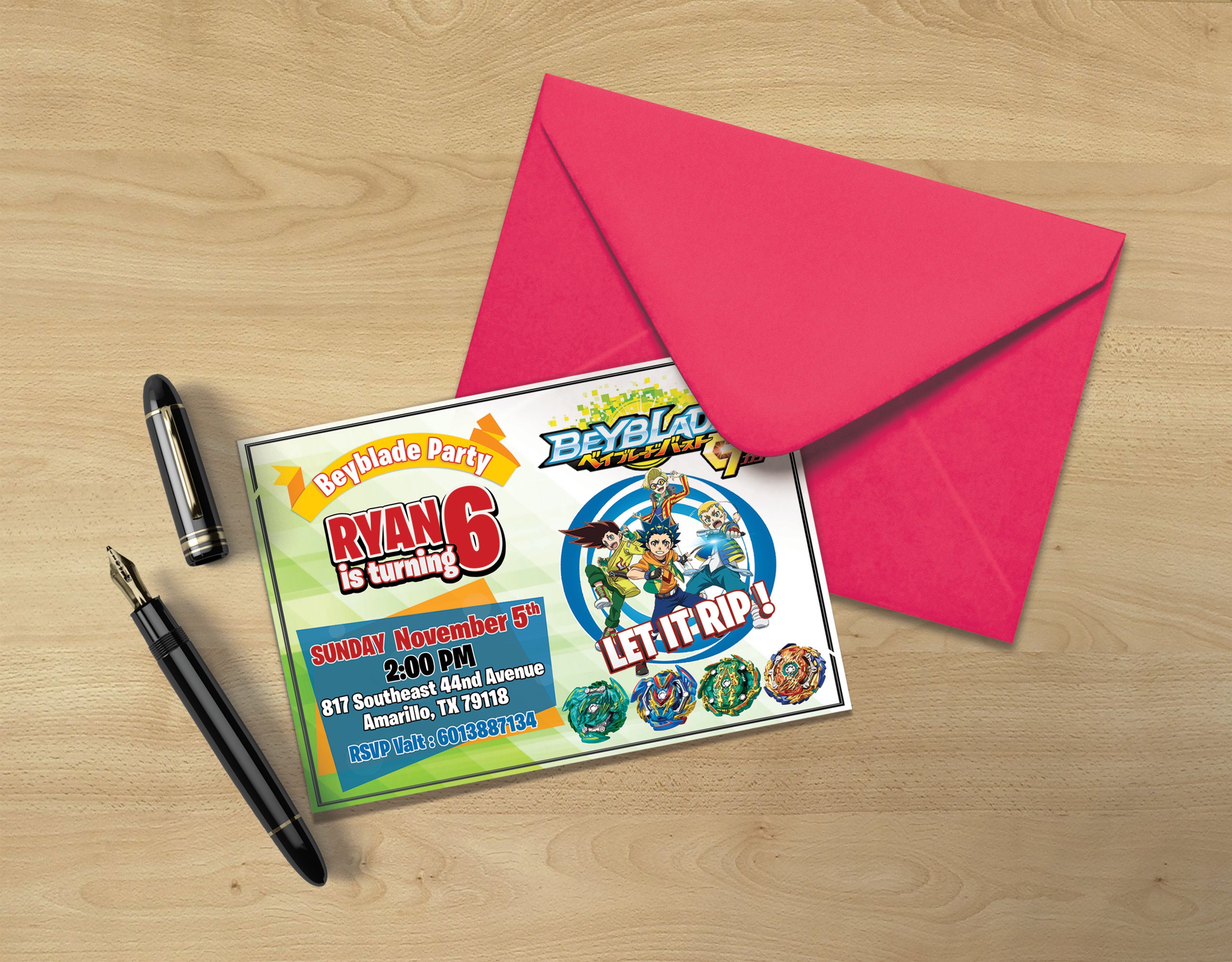 Beyblade Birthday Party Invitation Card (digital Download) - Etsy