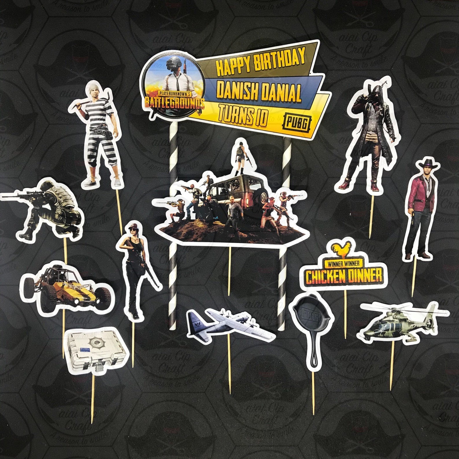 Personalised PUBG Cake Topper Digital Template - Etsy