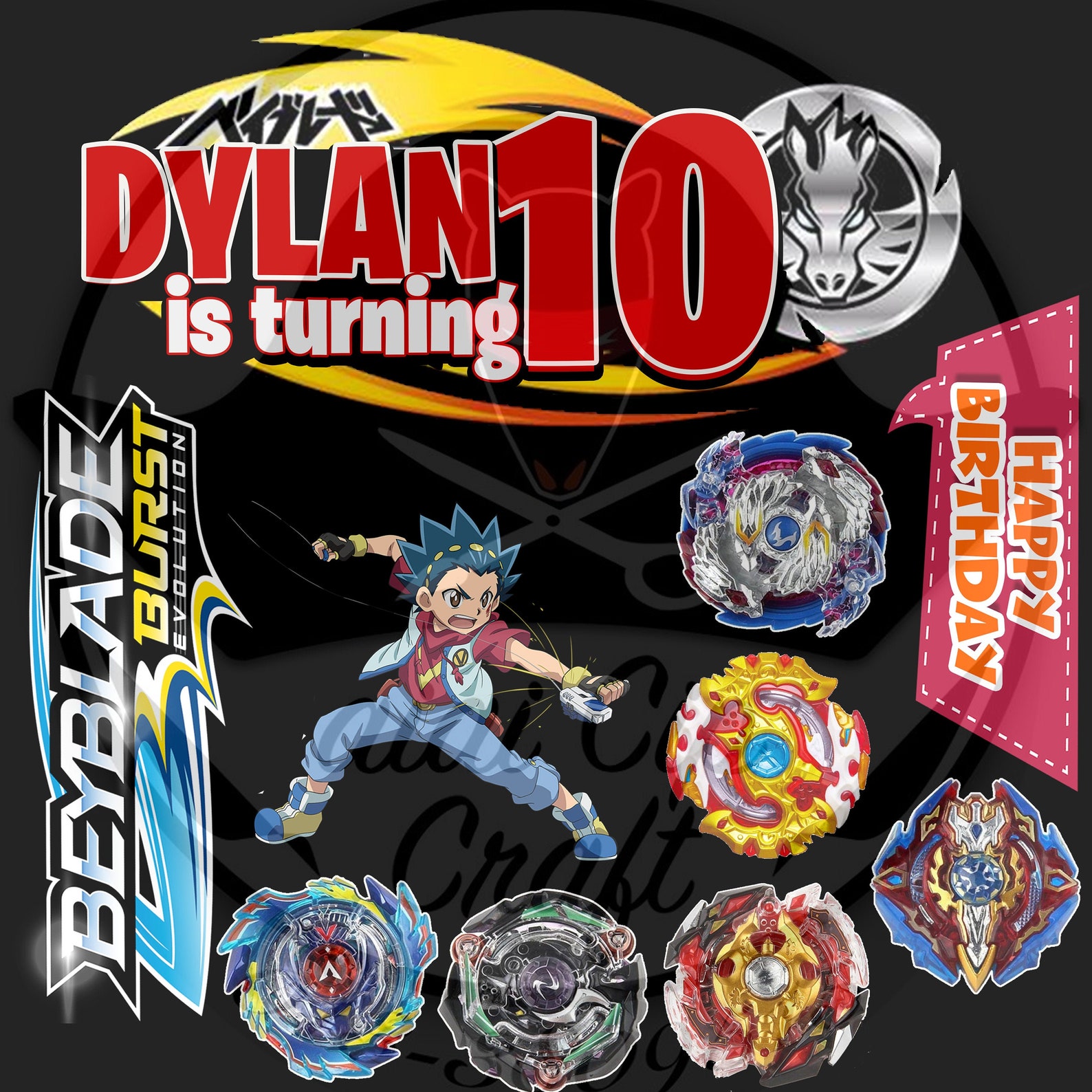 Custom Beyblade Cake Topper Printout V3 | Etsy