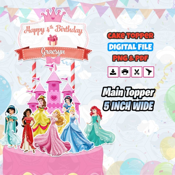 Digital Printable Castle Princess Cake Topper - Etsy