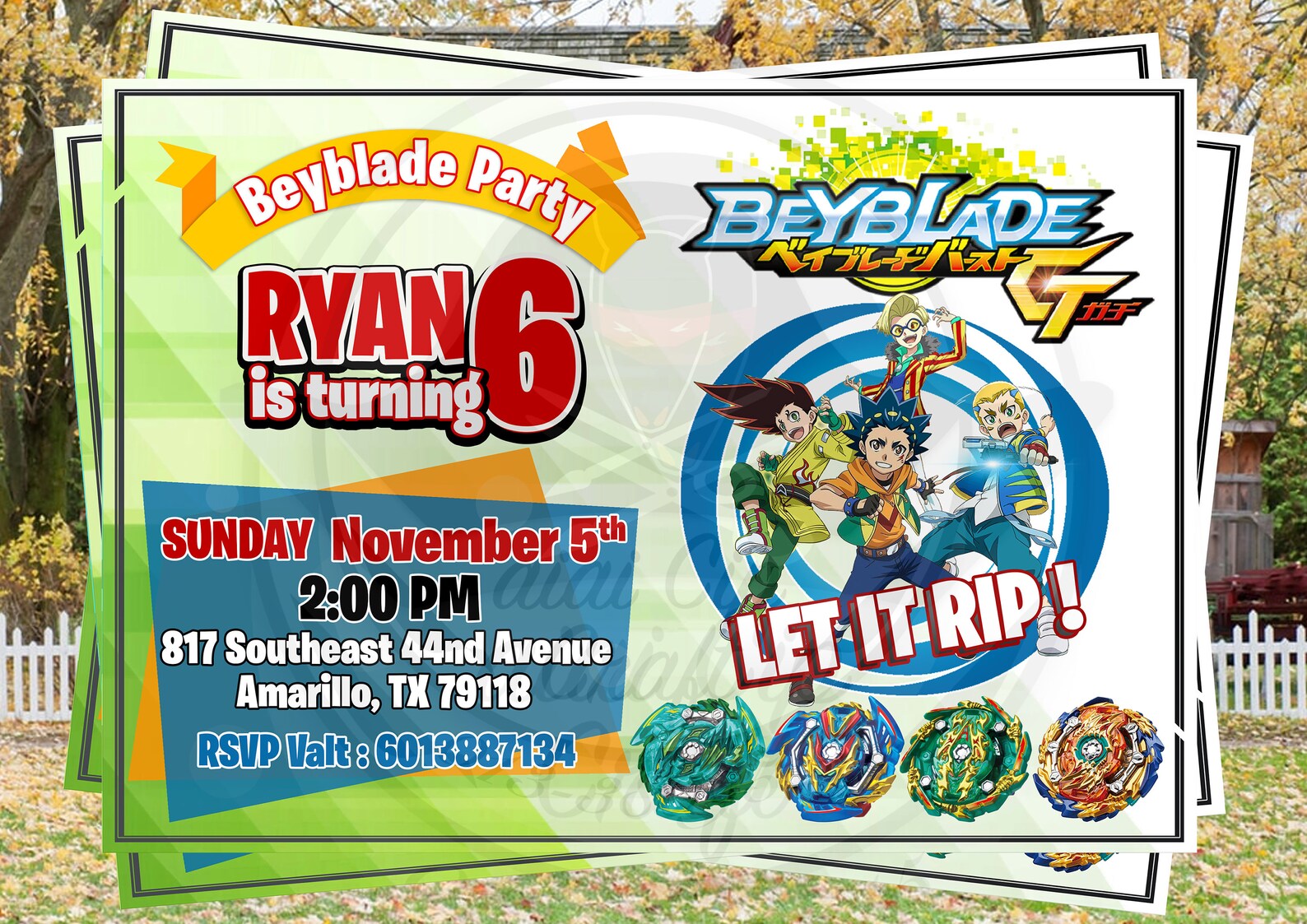 Beyblade Party Invitation Card Beyblade Birthday Party | Etsy